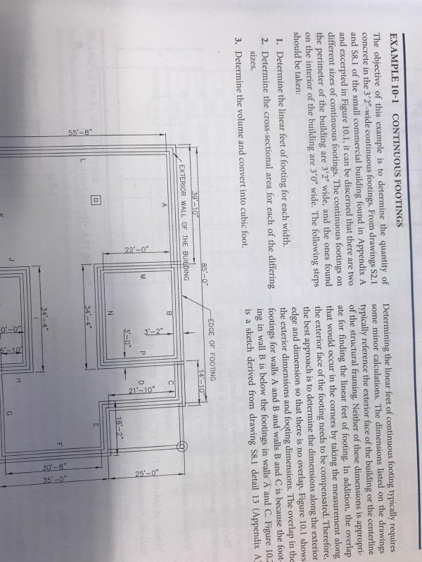 Solved EXAMPLE 10-1 CONTINUOUS FOOTINGS The objective of | Chegg.com