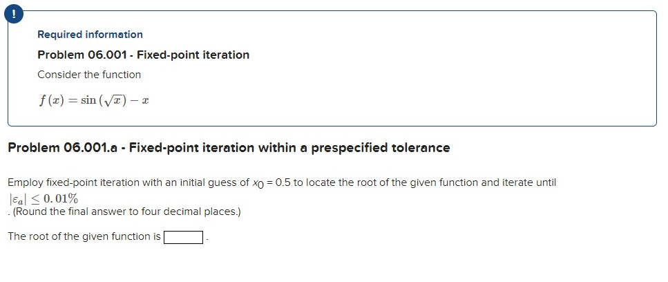 Solved Required information Problem 06.001 - Fixed-point | Chegg.com