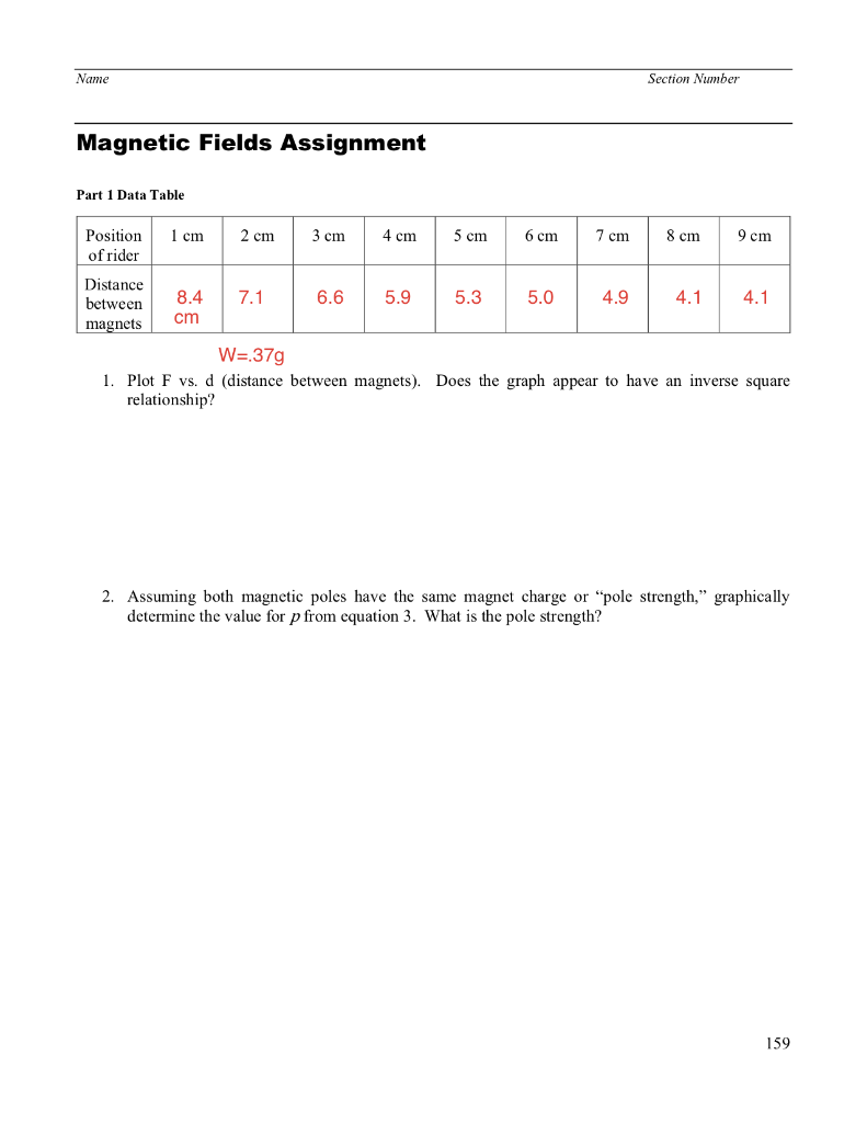 Physics Magnetic Field Lab. Any help would be great. | Chegg.com