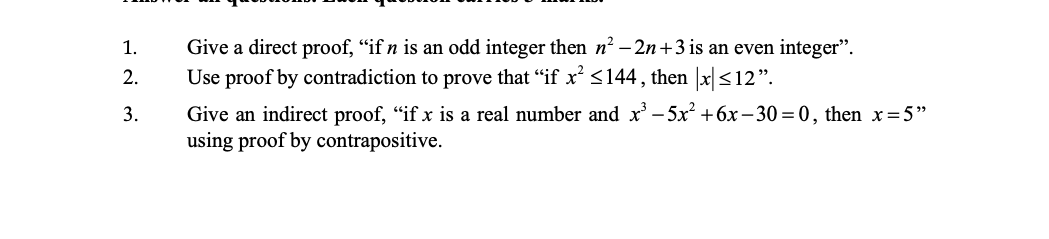 Solved 1. Give a direct proof, "if n is an odd integer then | Chegg.com
