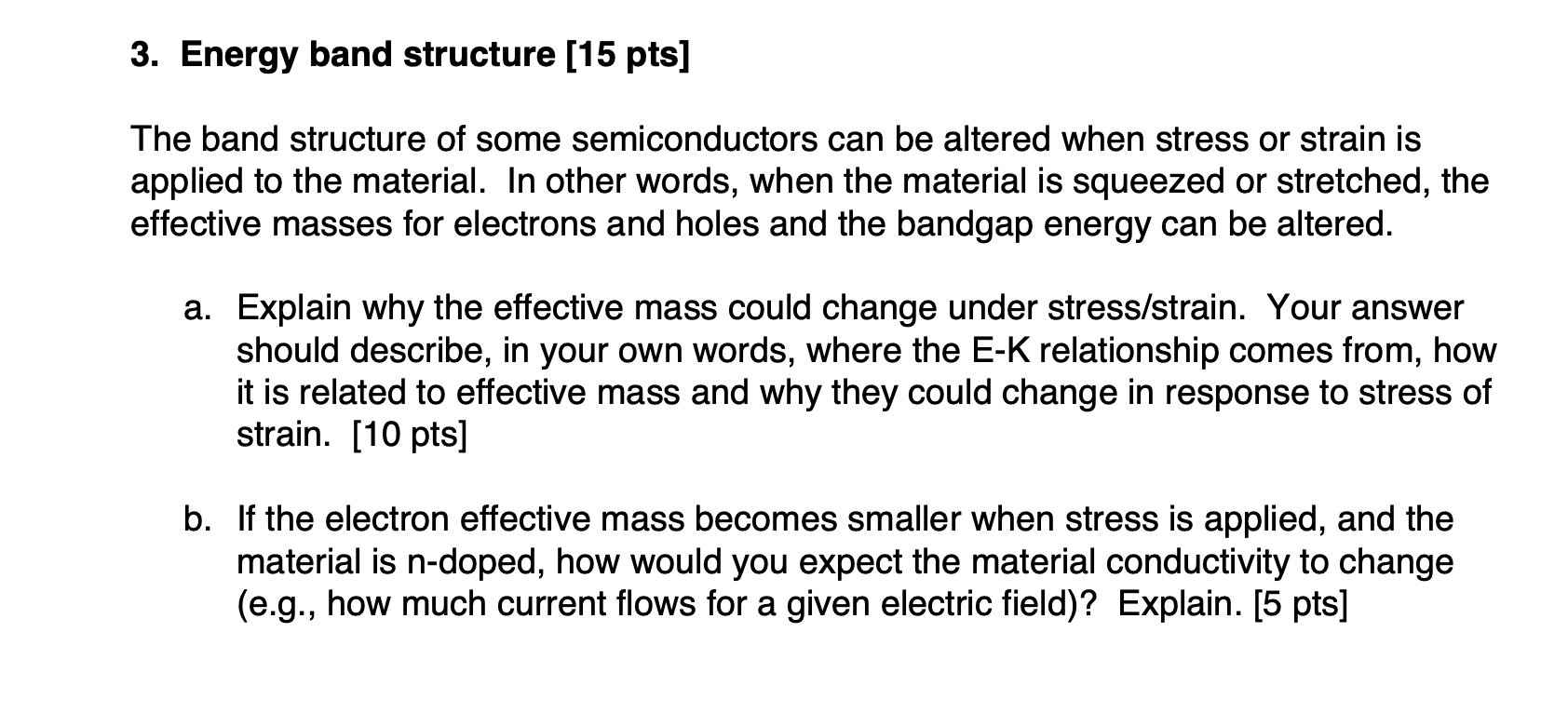 Solved 3. Energy band structure (15 pts] The band structure | Chegg.com