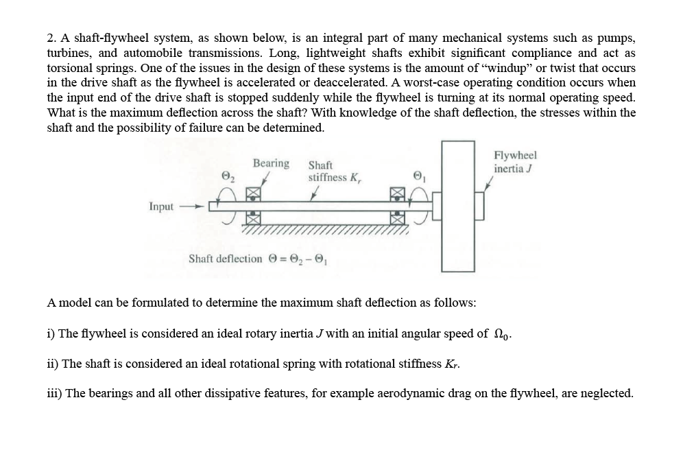 Solved 2. A shaft-flywheel system, as shown below, is an | Chegg.com
