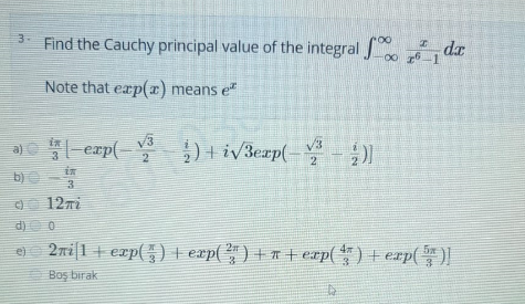 Solved 3 Find the Cauchy principal value of the integral I | Chegg.com