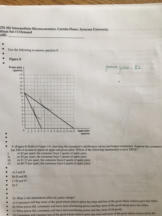 Solved ON 301 Intermediate Microeconomics. Carrión-Flores. | Chegg.com
