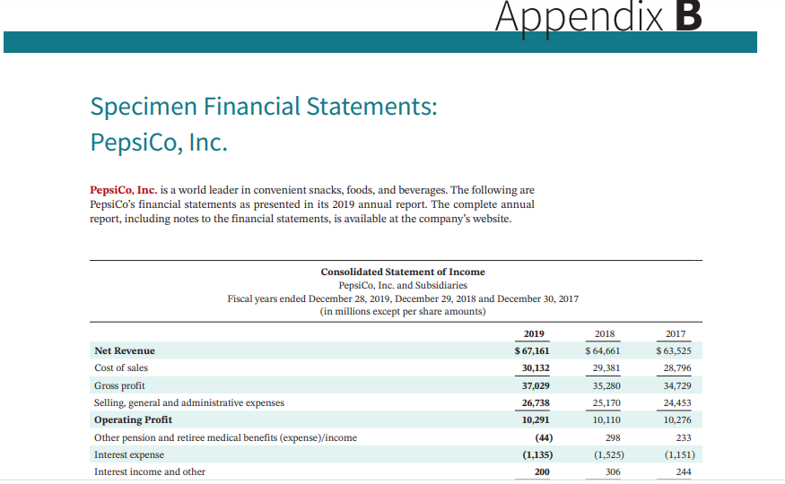 Solved PepsiCo, Inc.'s financial statements are presented in | Chegg.com