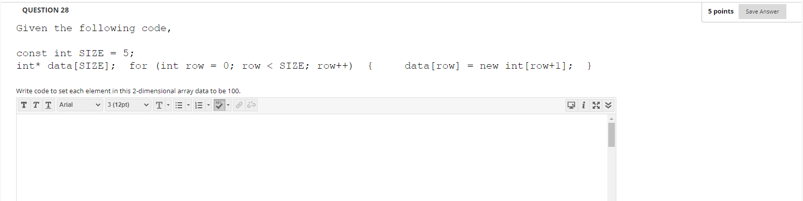 Solved QUESTION 28 5 points Save Answer Given the following | Chegg.com