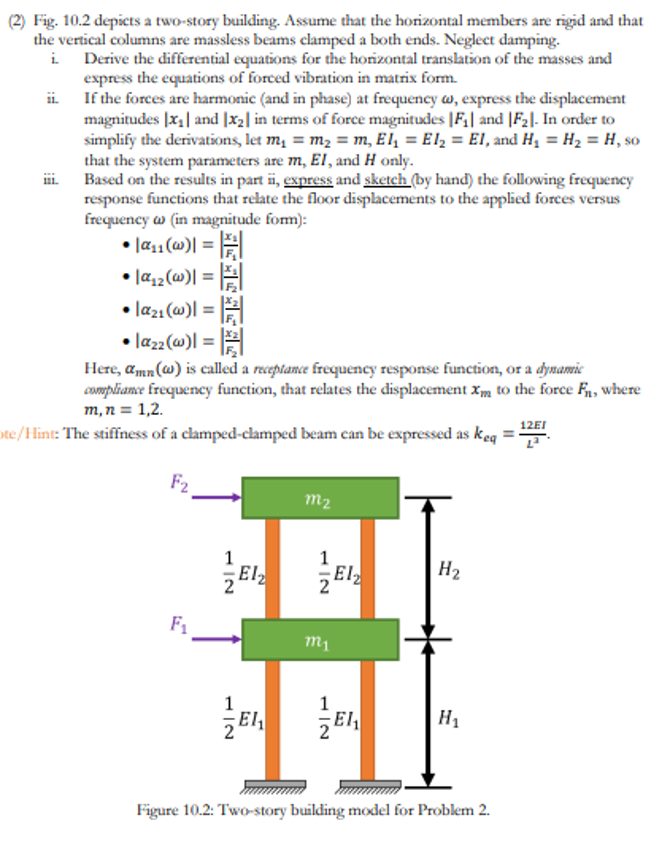 Solved (2) Fig. 10.2 depicts a two-story building. Assume | Chegg.com