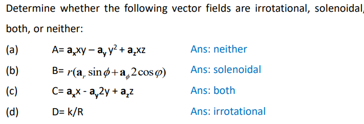Solved Determine whether the following vector fields are | Chegg.com