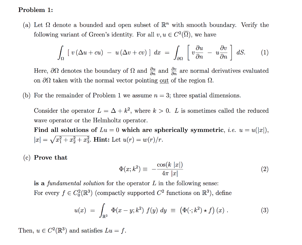 Problem 1: (a) Let 2 denote a bounded and open subset | Chegg.com