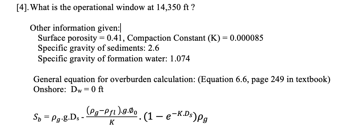 Solved 4]. What is the operational window at 14,350ft ? | Chegg.com