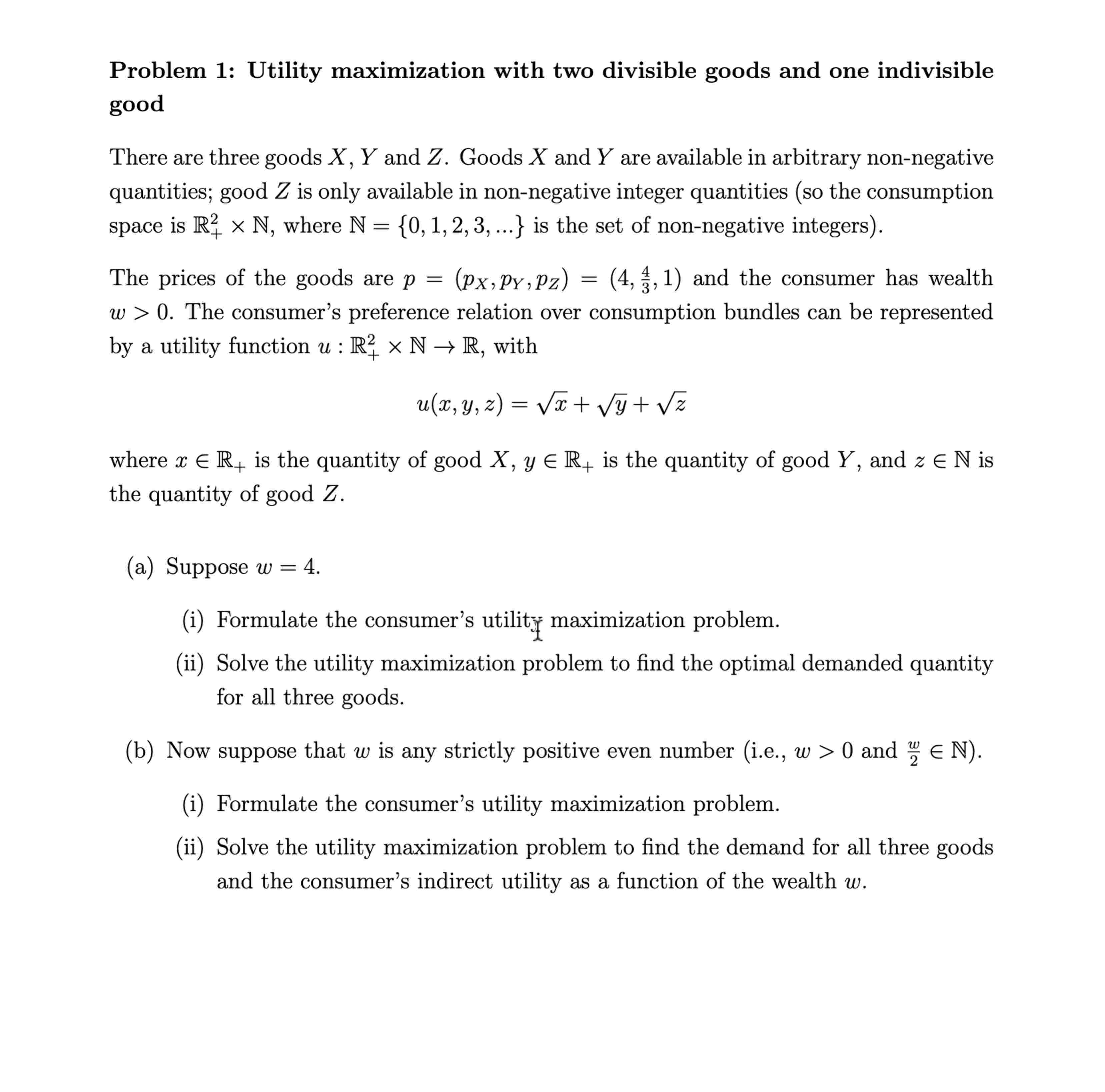 Solved Problem 1 Utility Maximization With Two Divisible