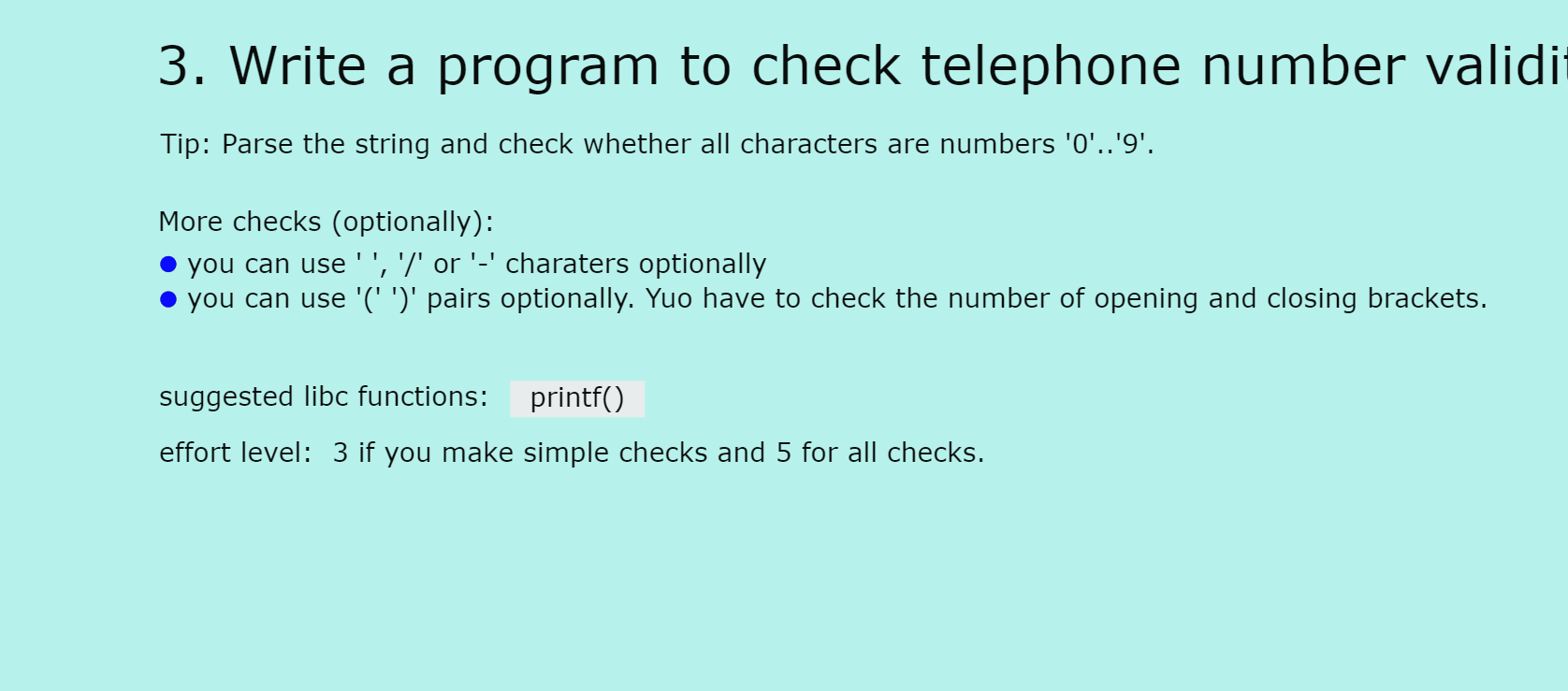 3. Write a program to check telephone number validit | Chegg.com