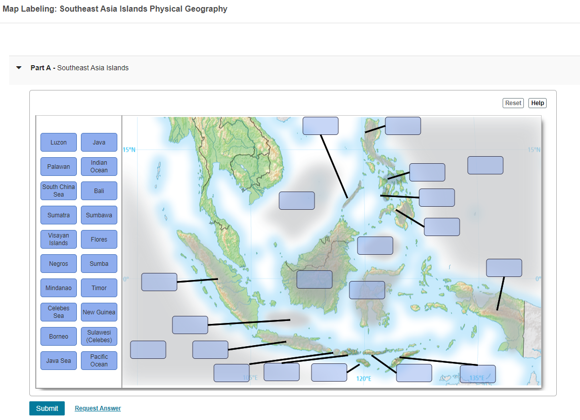 Solved Map Labeling: Southeast Asia Islands Physical | Chegg.com
