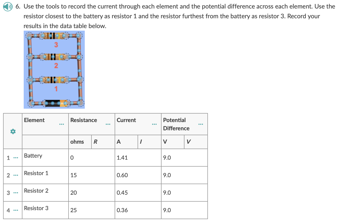 Solved 6. Use the tools to record the current through each | Chegg.com