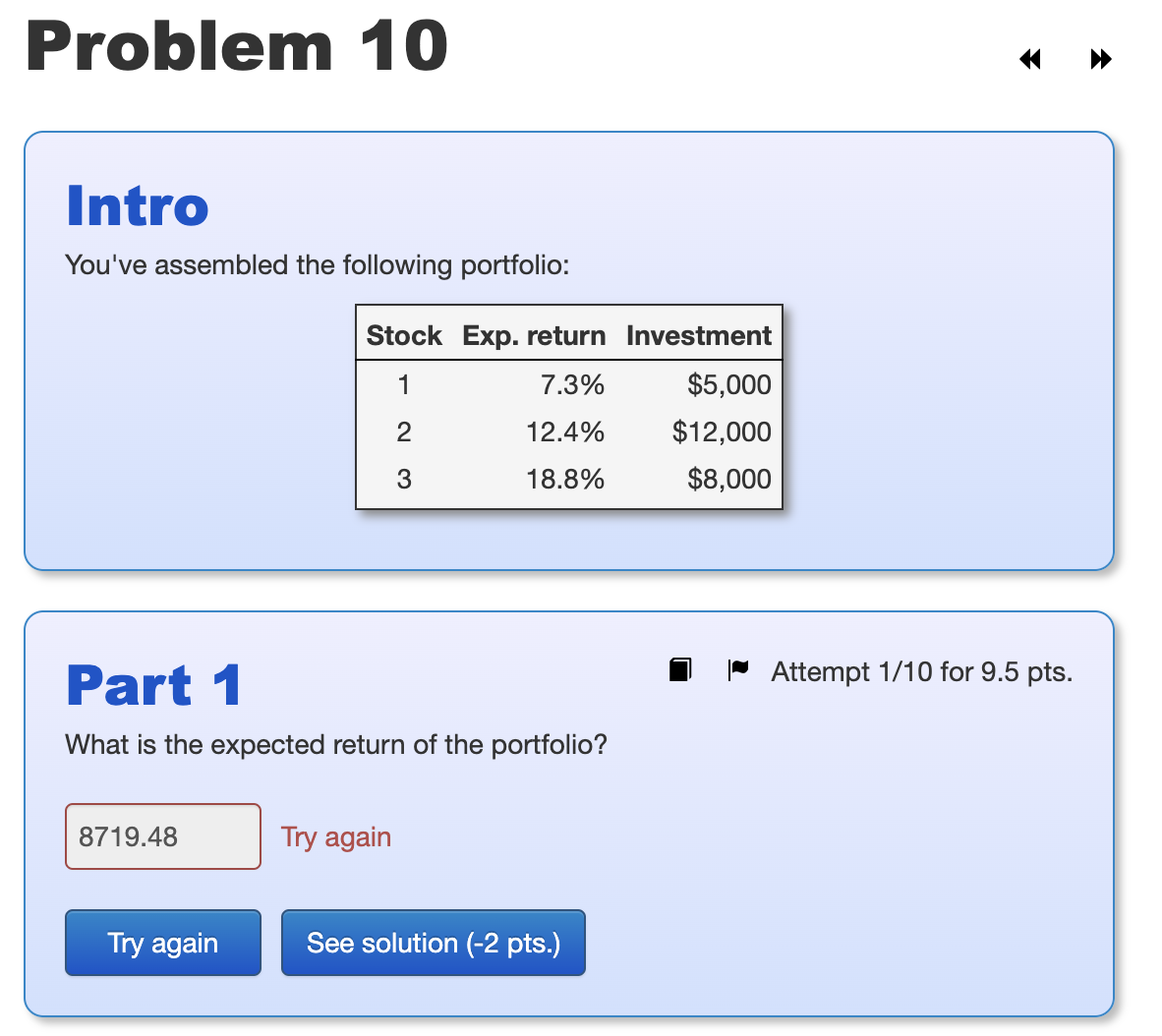 Solved IntroYou've assembled the following portfolio:Part | Chegg.com