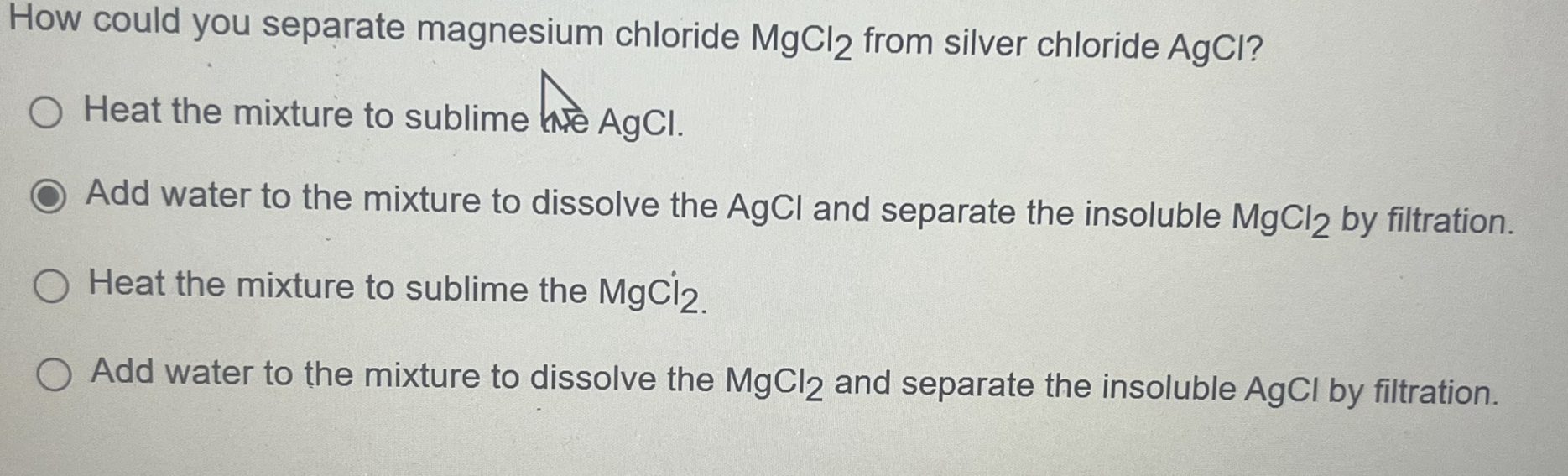 Solved could you separate magnesium chloride MgCl2 from | Chegg.com