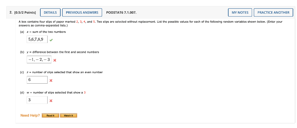 Solved answers as comma-separated lists.) (a) x= sum of the | Chegg.com