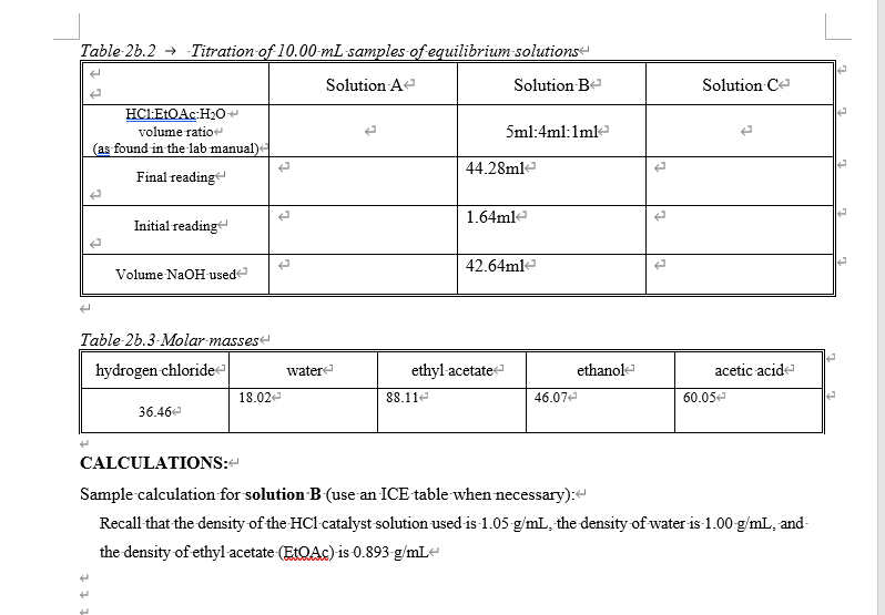 Solved Table-2b.2 → Titration of 10.00−mL samples of | Chegg.com