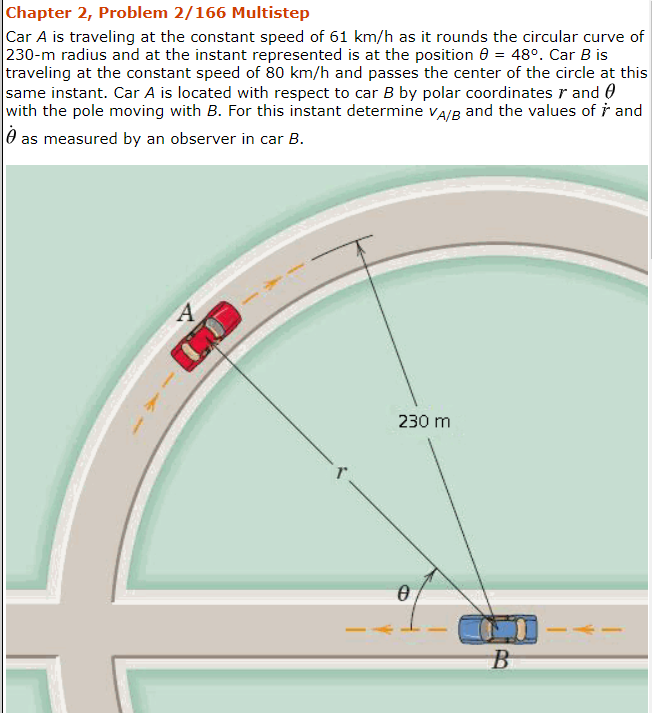 Solved Chapter 2, Problem 2/166 Multistep Car A is traveling | Chegg.com