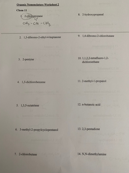 Solved No Wo Chem 11 8. 2-hydroxypropanal 2-chloropropane Ci | Chegg.com