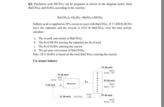 Solved Q1: Perchloric acid (HCIO can be prepared as shown in | Chegg.com