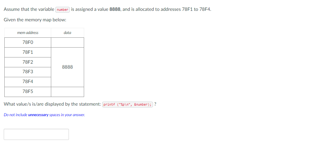 Assume that the variable is assigned a value 8888 , | Chegg.com