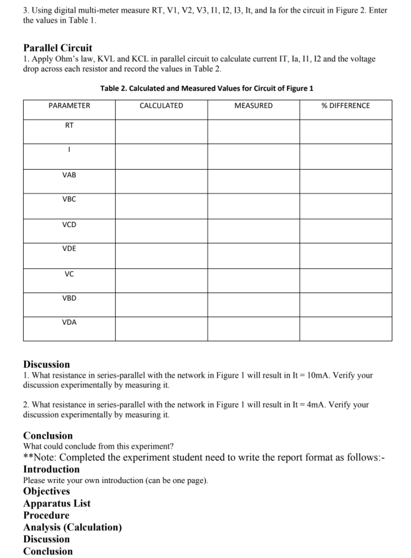 Solved Parallel Circuit 2. Construct a circuit as shown in | Chegg.com