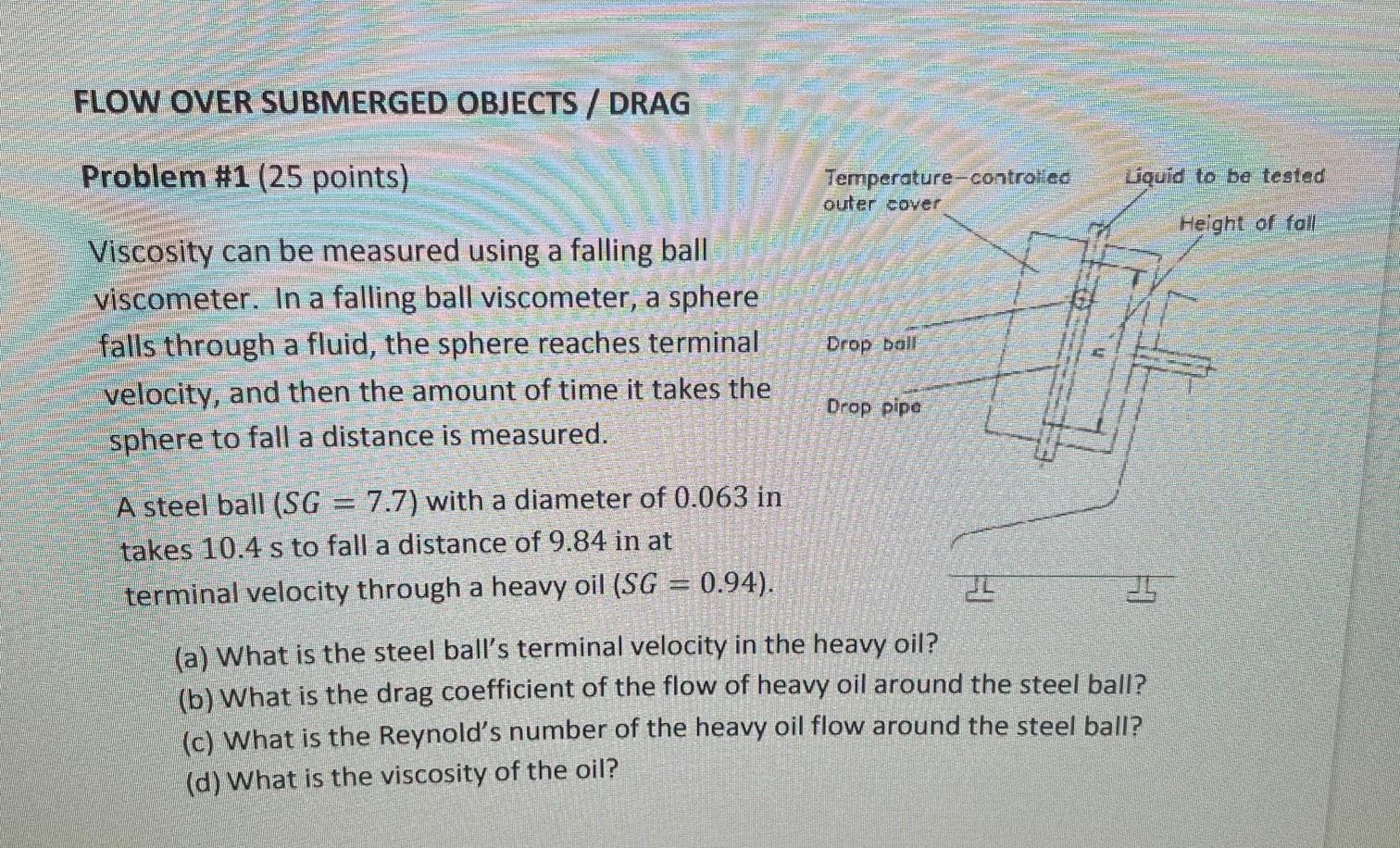Solved FLOW OVER SUBMERGED OBJECTS / DRAG Problem #1 (25 | Chegg.com