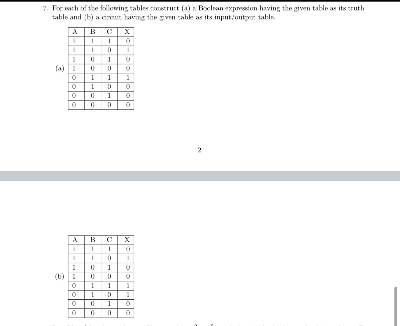 Solved For each of the following tables construct (a) ﻿a | Chegg.com