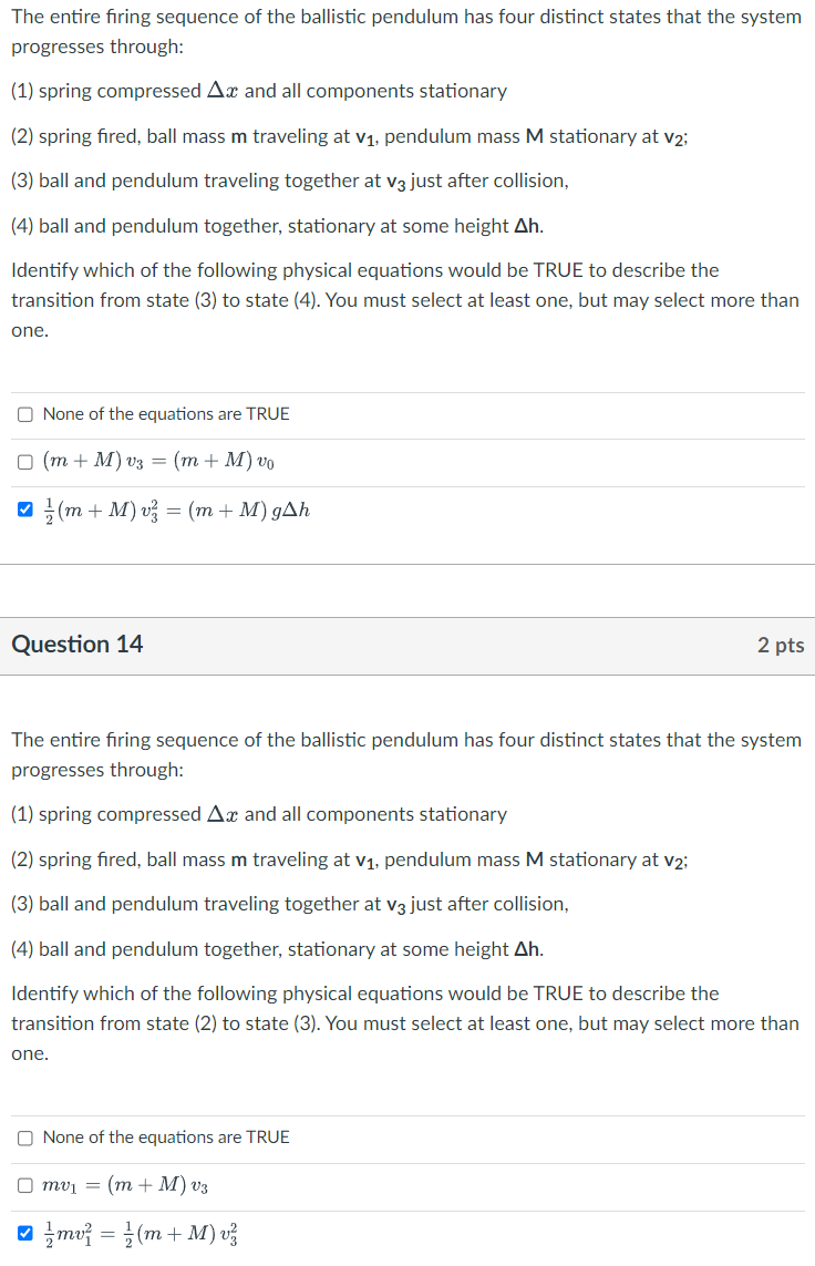 Solved The entire firing sequence of the ballistic pendulum | Chegg.com