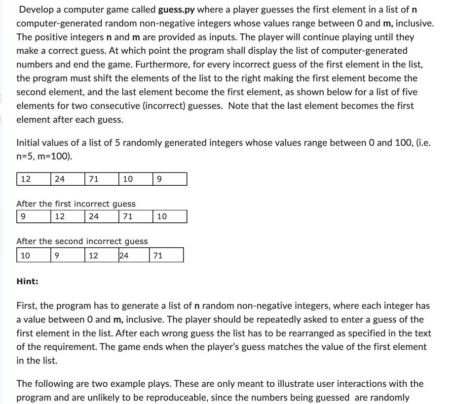 Solved First The Program Has To Generate A List Of N Random Chegg