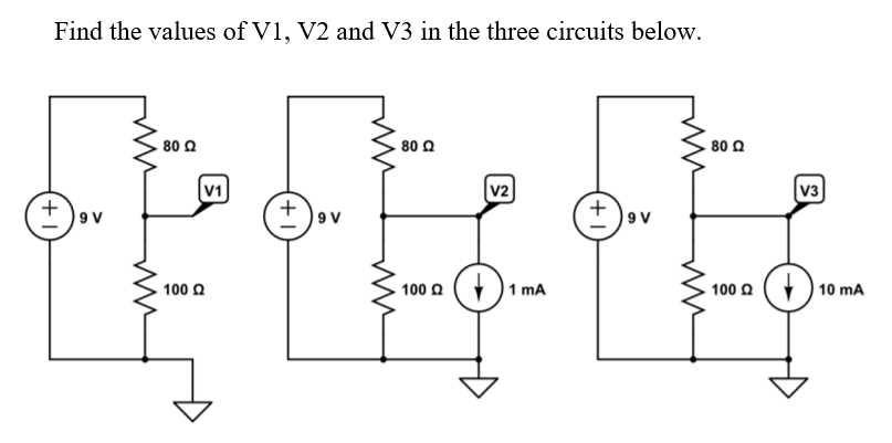 Solved Find the values of Vi, V2 and V3 in the three | Chegg.com