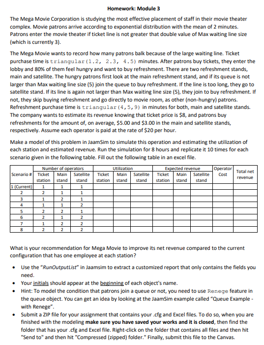 Solved Homework: Module 3The Mega Movie Corporation is | Chegg.com