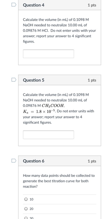 Solved Question 4 1 pts Calculate the volume (in mL) of | Chegg.com