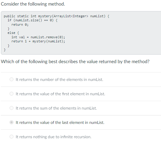 Solved Consider the following method. public static void | Chegg.com