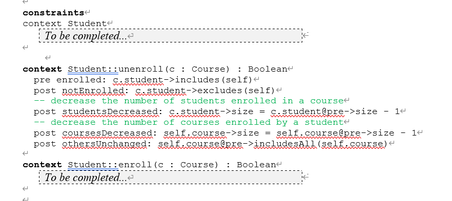 Solved Question 4 - Object Constraint Language (OCL) [15 | Chegg.com