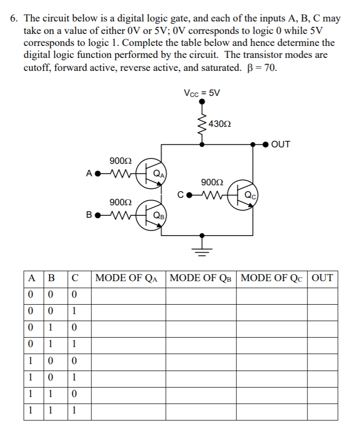 Solved 6. The circuit below is a digital logic gate, and | Chegg.com