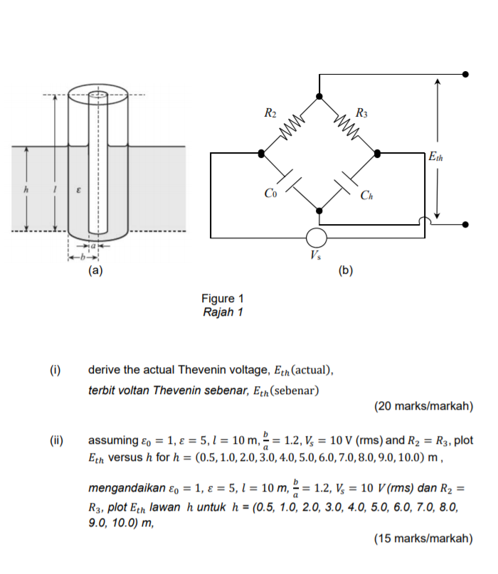 Solved (b) The capacitive sensor for level measurement is | Chegg.com