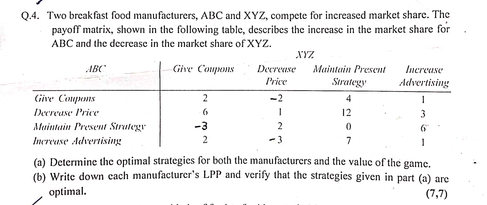 Solved Q.4. ﻿Two breakfast food manufacturers, ABC and xYZ, | Chegg.com