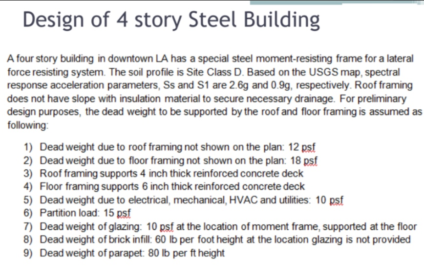 Design of 4 story Steel Building A four story | Chegg.com