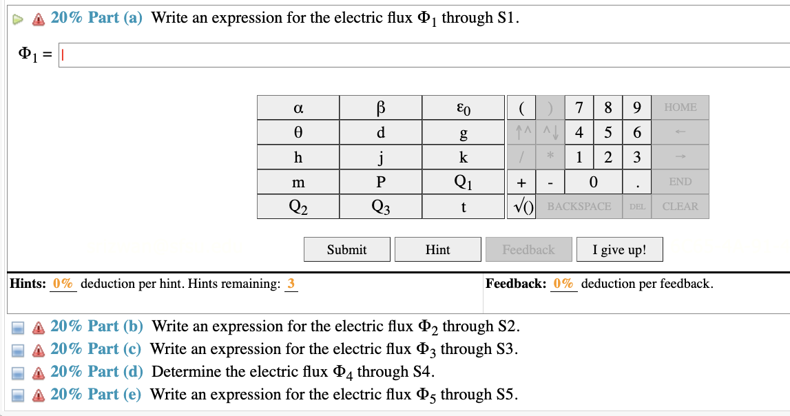 Solved (5\%) Problem 13: Three electric charges, | Chegg.com
