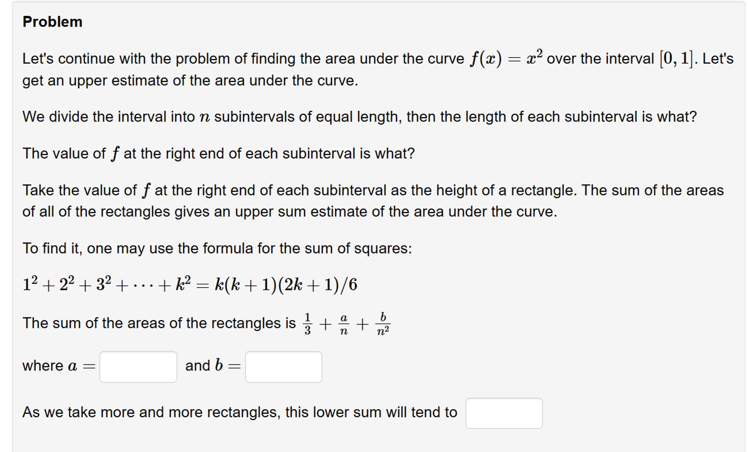 Solved Please fill in the blank: Reimann SumsProblemLet's | Chegg.com