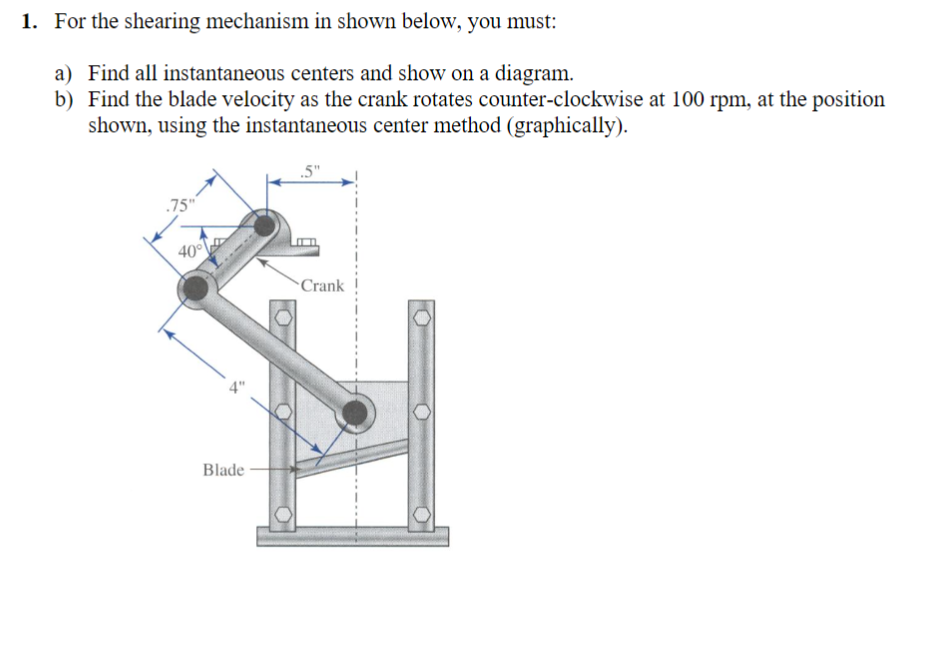 Solved 1. For the shearing mechanism in shown below, you | Chegg.com