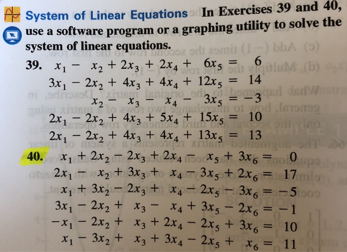 Solved System of Linear Equations In Exercises 39 and 40, | Chegg.com