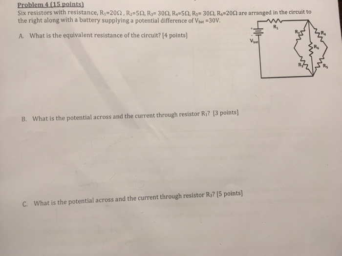 Solved Problem 4 (15 points Six resistors with resistance, | Chegg.com