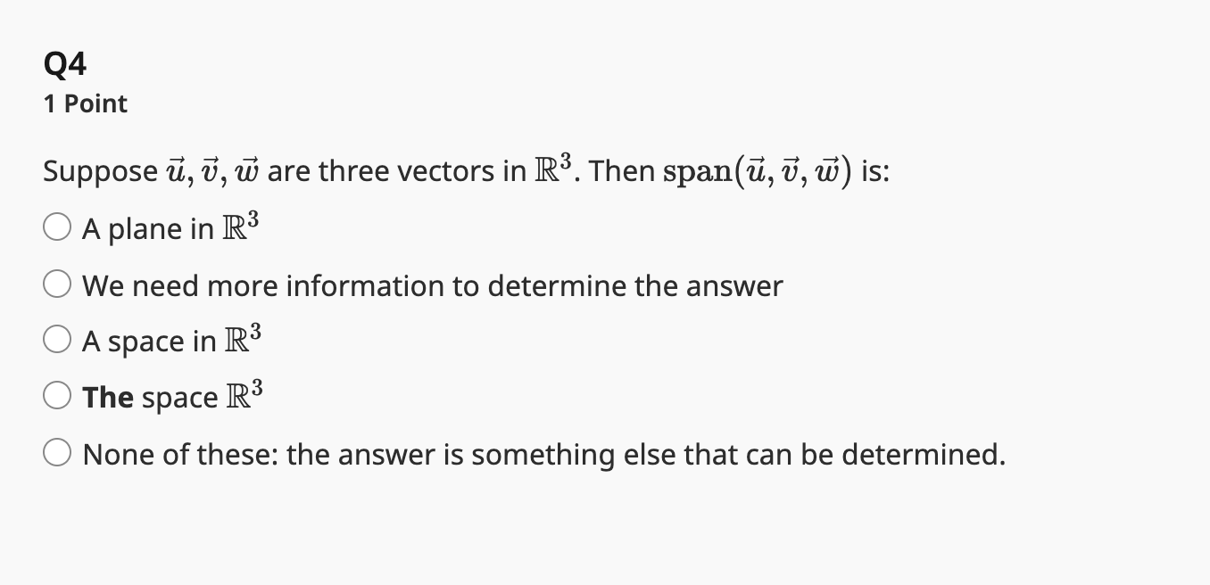 Solved Suppose U V W Are Three Vectors In R3 Then