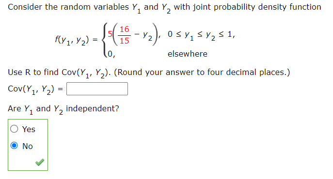 Solved Consider the random variables Y1 and Y2 with joint | Chegg.com