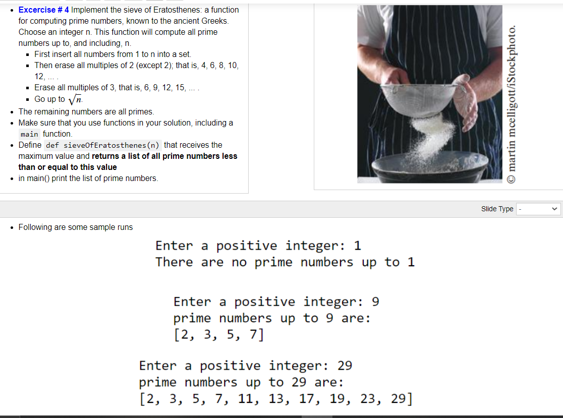 Solved • Excercise # 4 Implement the sieve of Eratosthenes: | Chegg.com