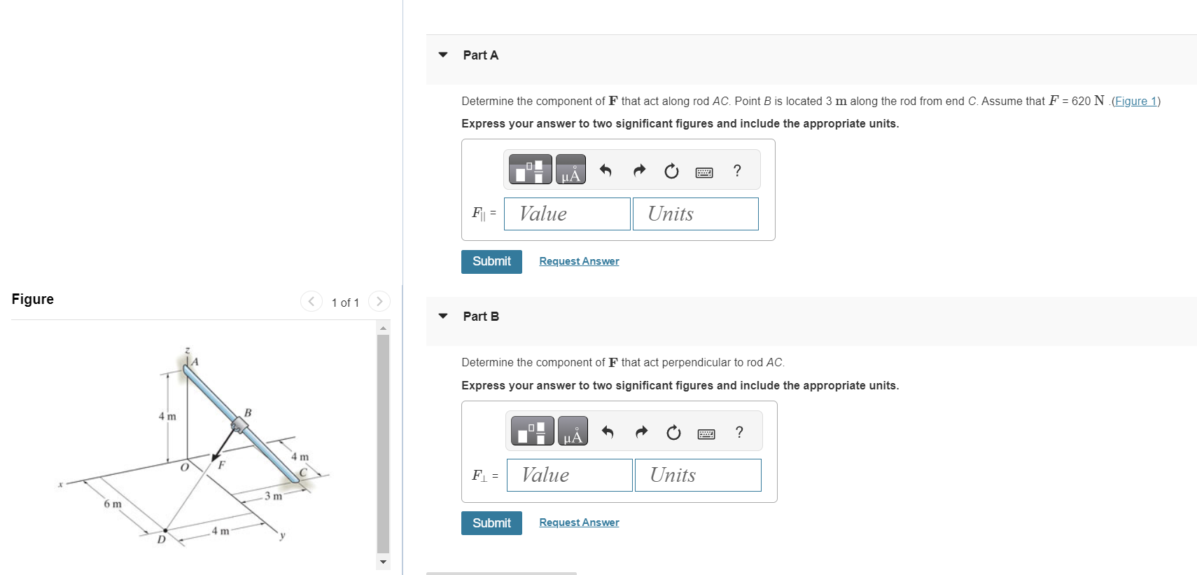 Solved Part ADetermine the component of F ﻿that act along | Chegg.com