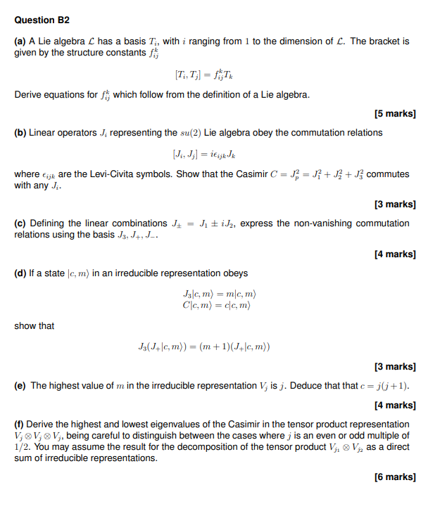 Solved (a) A Lie algebra L has a basis Ti, with i ranging | Chegg.com